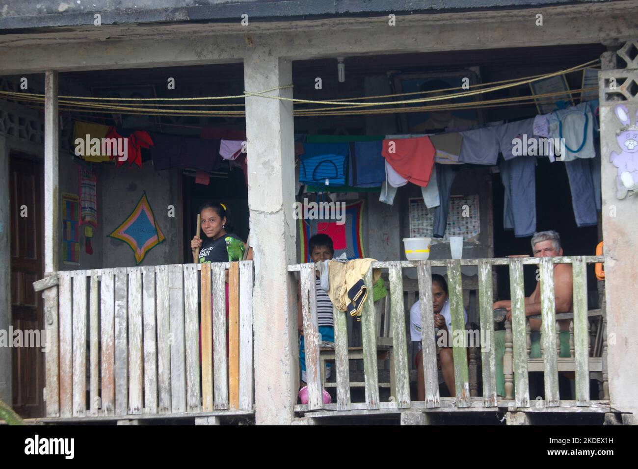 The Siona people with parrot, Local residents of the Ecuadorian ...
