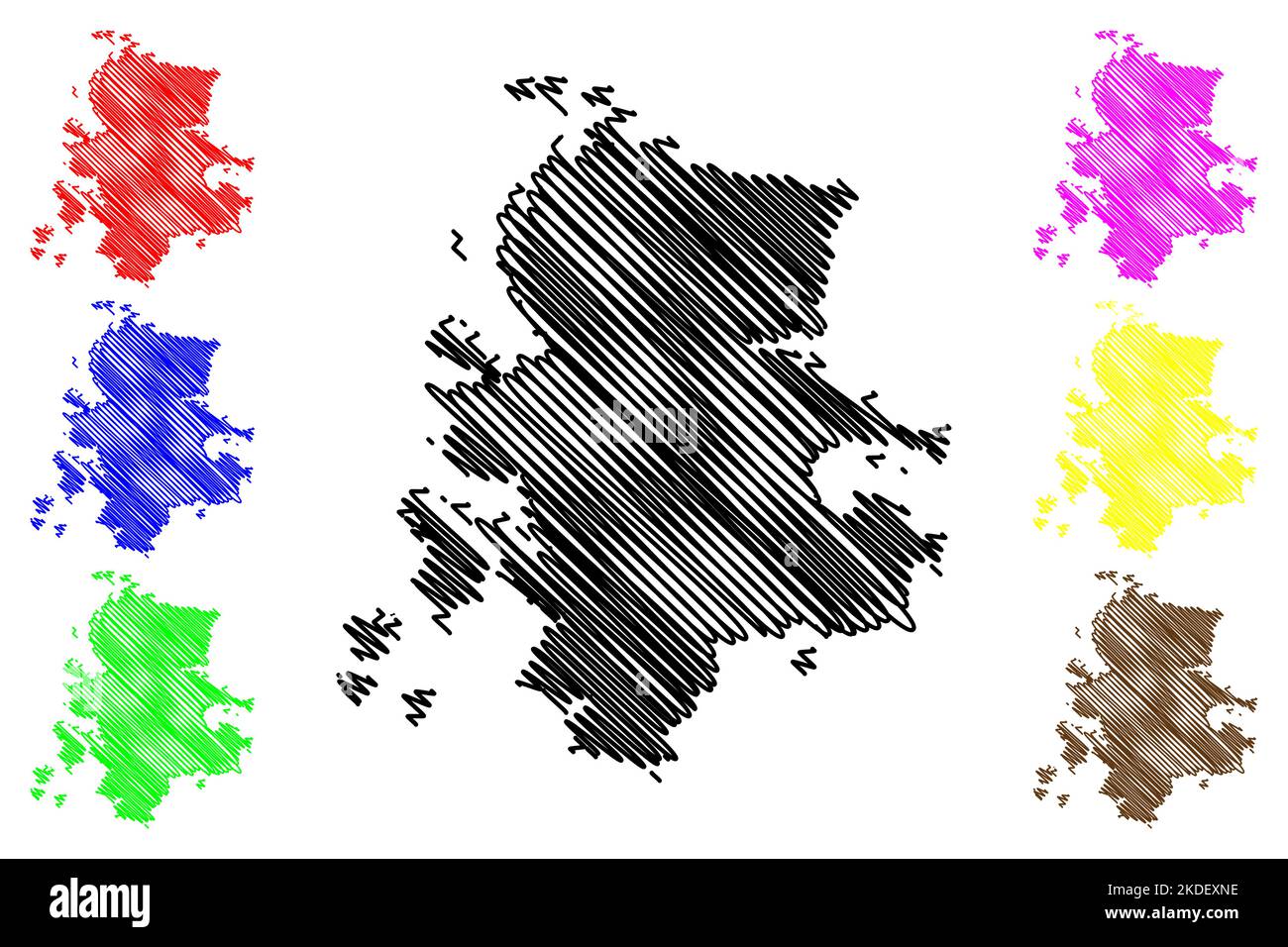 Iki island (Japan, East Asia, Japanese archipelago) map vector illustration, scribble sketch Iki ...