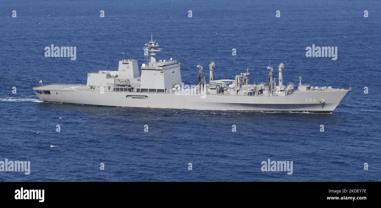 Photo taken by a Kyodo News reporter on board a Japan Maritime Self ...