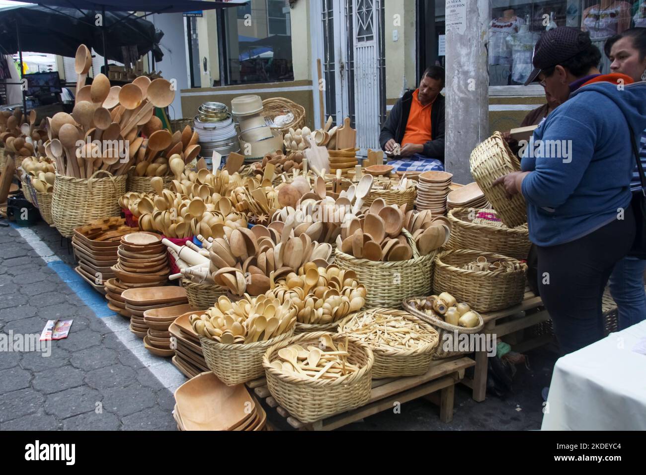 Traditional handicraft market at Otavalo, Imbabura Province, Ecuador ...