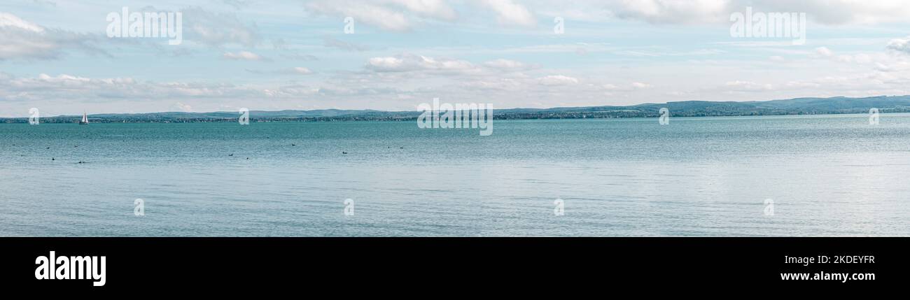 Panoramic view of Lake Balaton from Balatonfured, Hungary Stock Photo ...