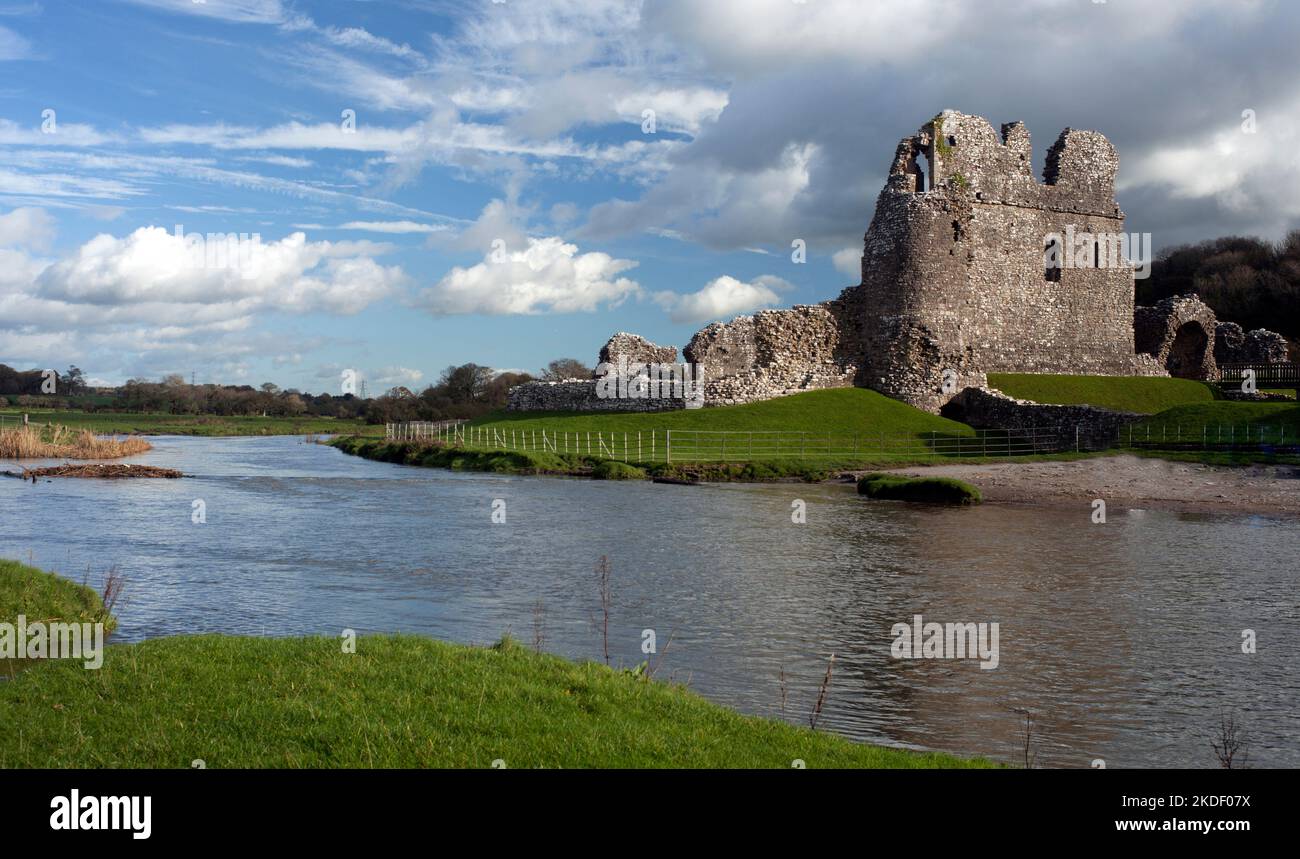 A view of Ogmore Castle, South Wales, taken from across the river ...