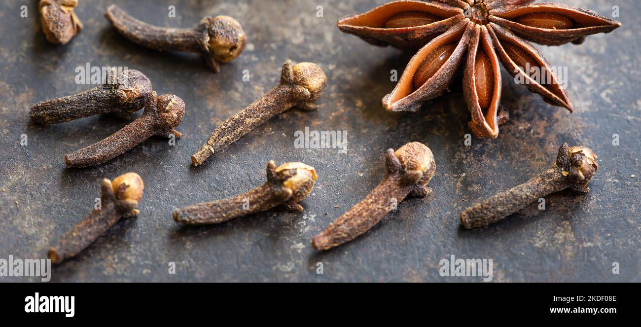 Star anise with cloves in the kitchen. Thanksgiving or christmas ...
