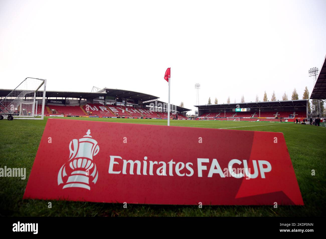 Emirates FA Cup branding pitch side before the Emirates FA Cup first ...