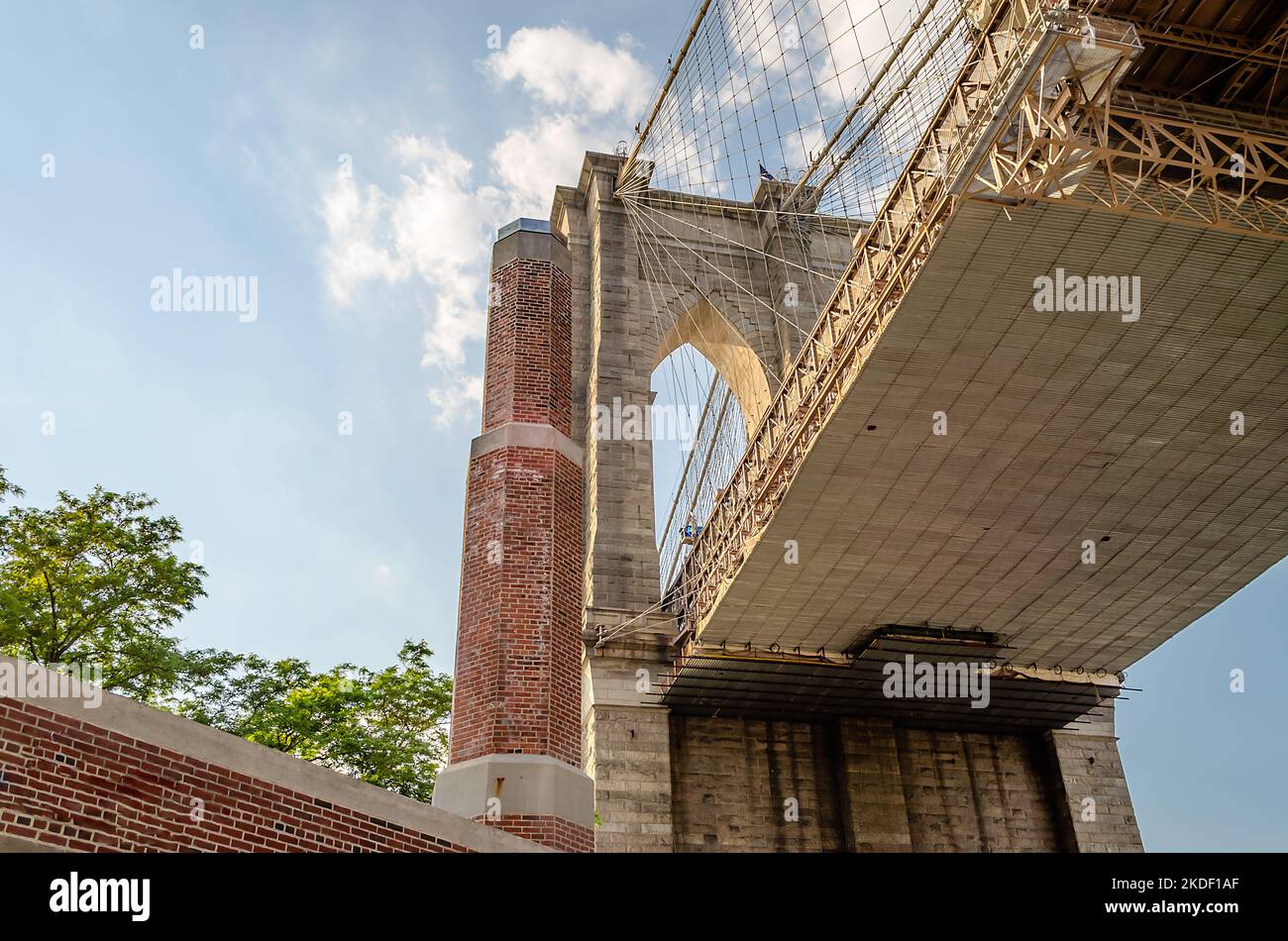The iconic Brooklyn Bridge, one of the major landmarks in New York City ...