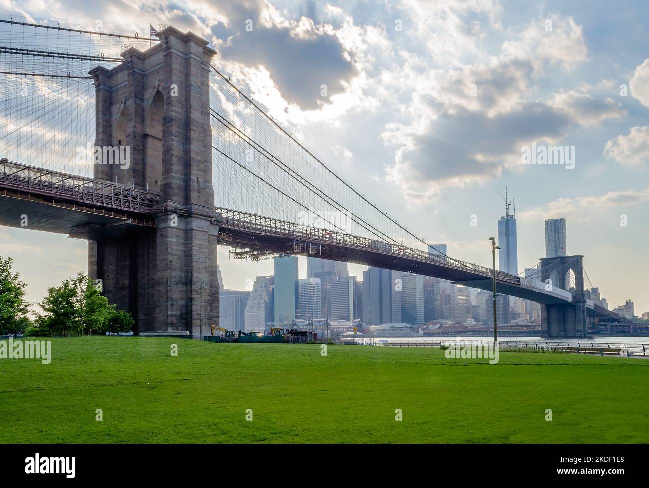The iconic Brooklyn Bridge, one of the major landmarks in New York City ...