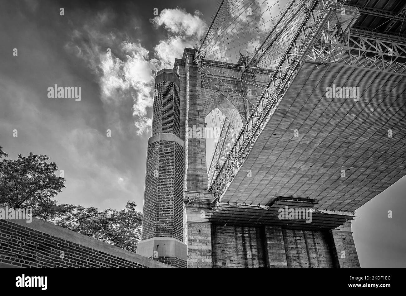 The iconic Brooklyn Bridge, one of the major landmarks in New York City ...