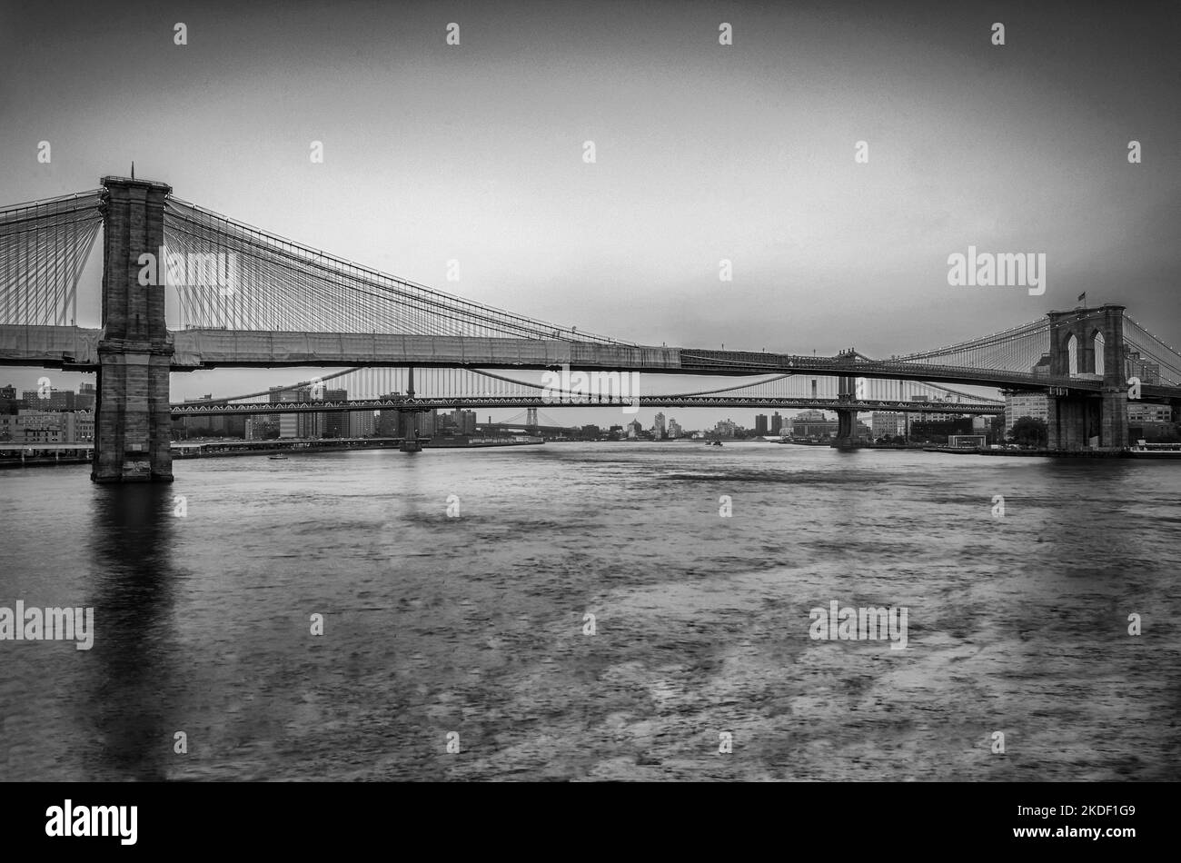 The iconic Brooklyn Bridge, one of the major landmarks in New York City ...