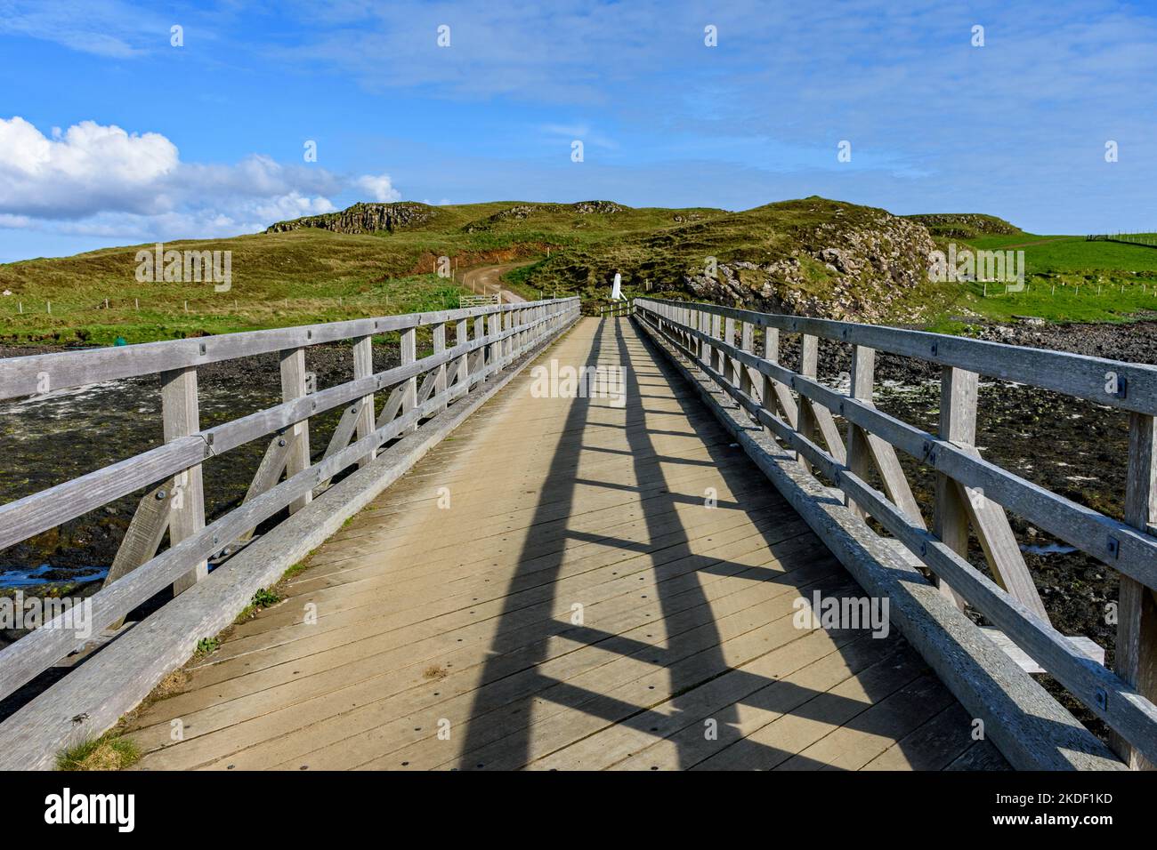 The footbridge leading to the Isle of Sanday from the Isle of Canna ...