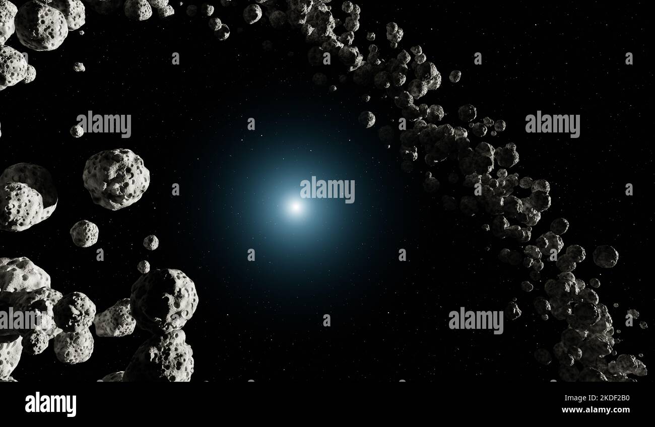 Asteroid field in the outer space. 3D rendering Stock Photo - Alamy