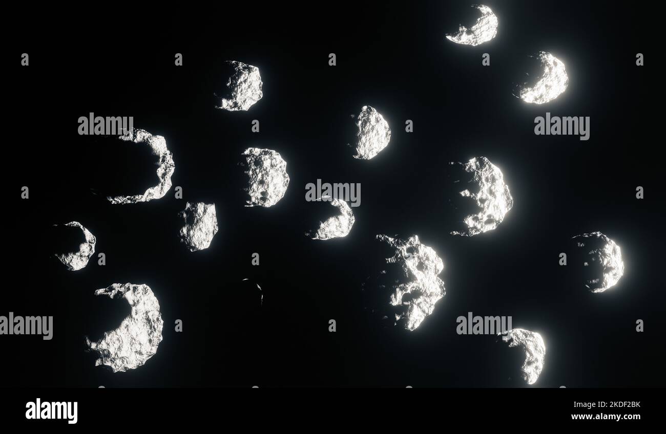 Asteroid field in the outer space. 3D rendering Stock Photo - Alamy