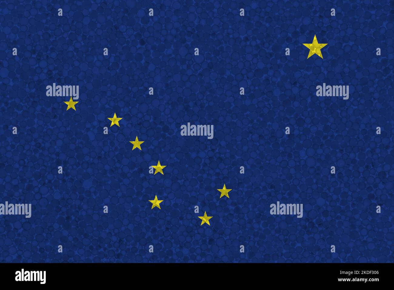 Flag of Alaska on styrofoam texture. flag painted on the surface of ...