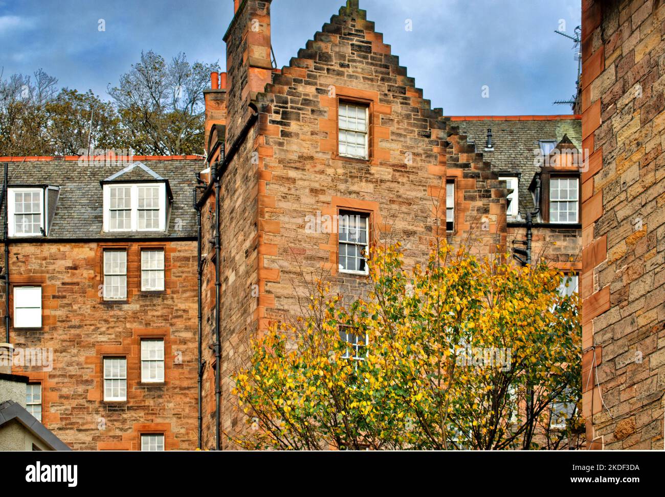 Edinburgh Scotland Dean Village the varied stone houses and apartments ...