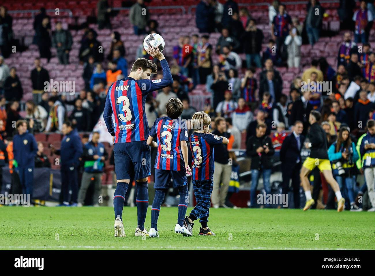 Gerard Pique of FC Barcelona in his last game at Camp Nou, with his ...