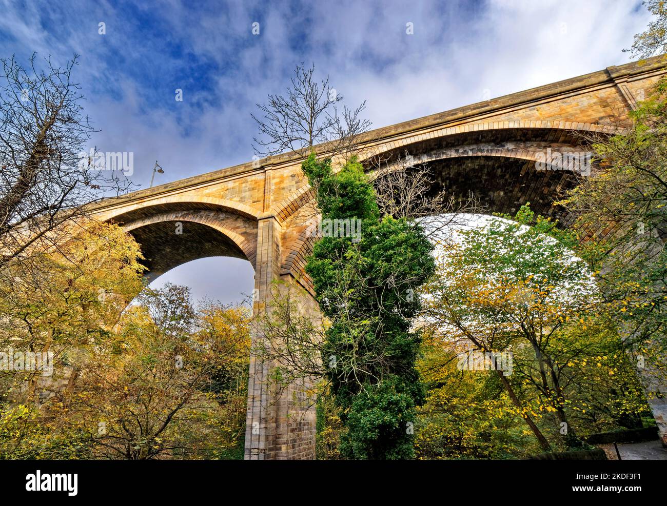 Edinburgh Scotland Dean Village view under the Dean Bridge in autumn ...