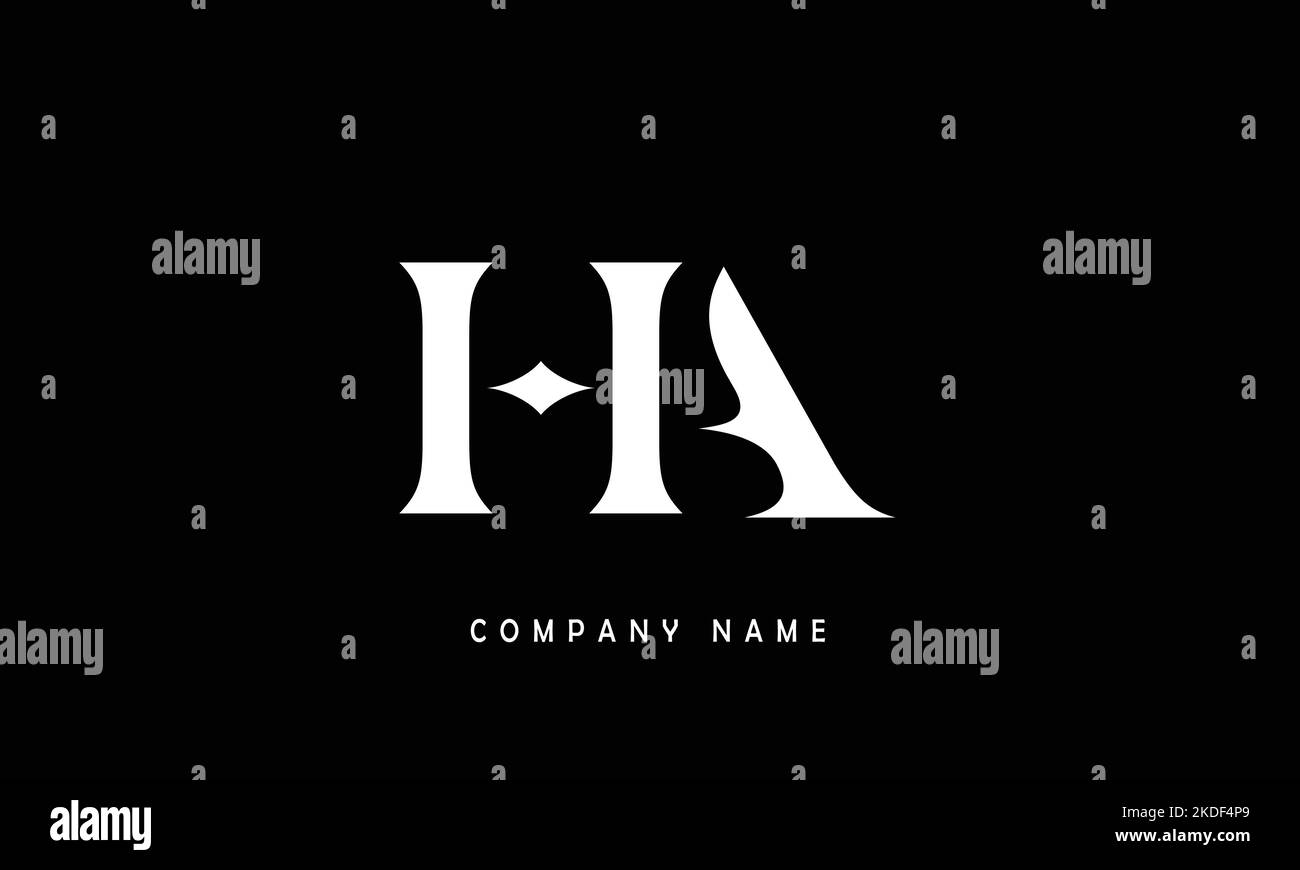 Logo and symbol design with alphabet ah and letters Black and White ...