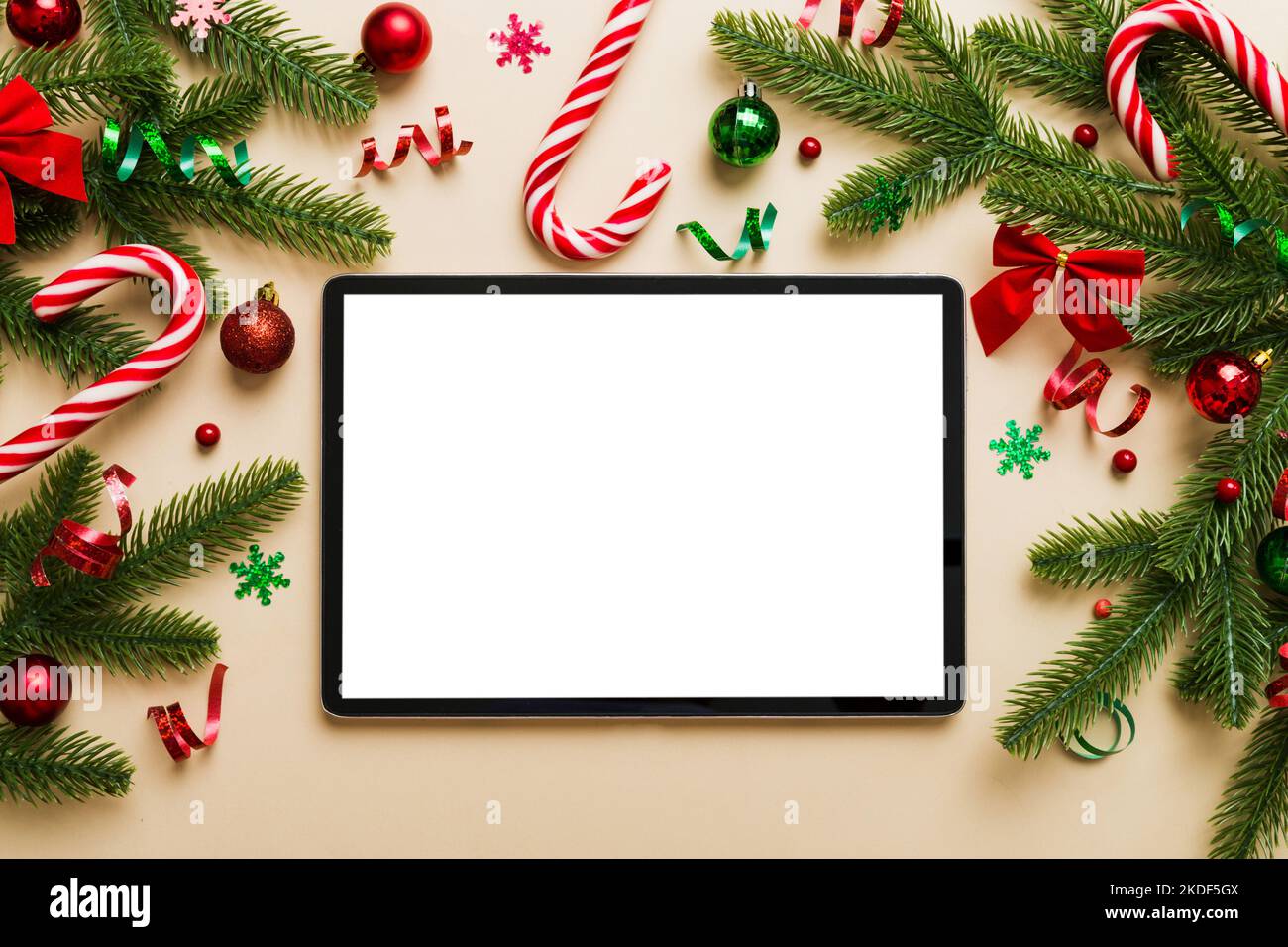 Top view of empty on Christmas background made of new year decorand ...