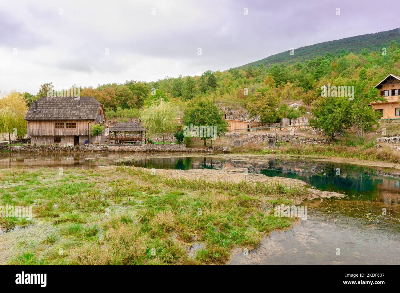 Beautiful old rustic wooden village with plenty of ponds supporting ...