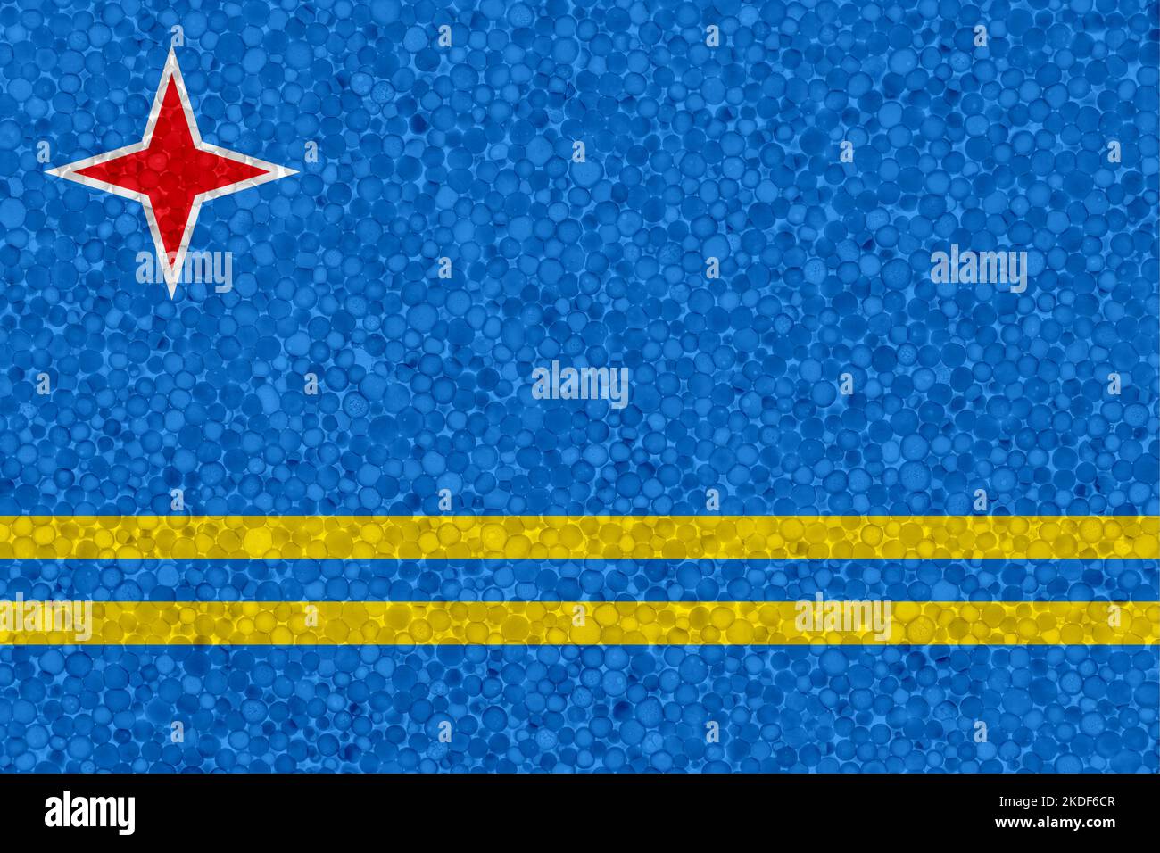 Flag of Aruba on styrofoam texture. national flag painted on the ...