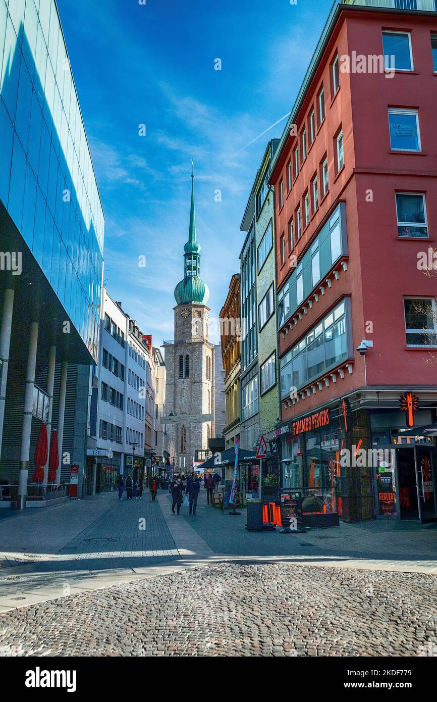 Typical residetial street with multistorey residential buildings in a ...