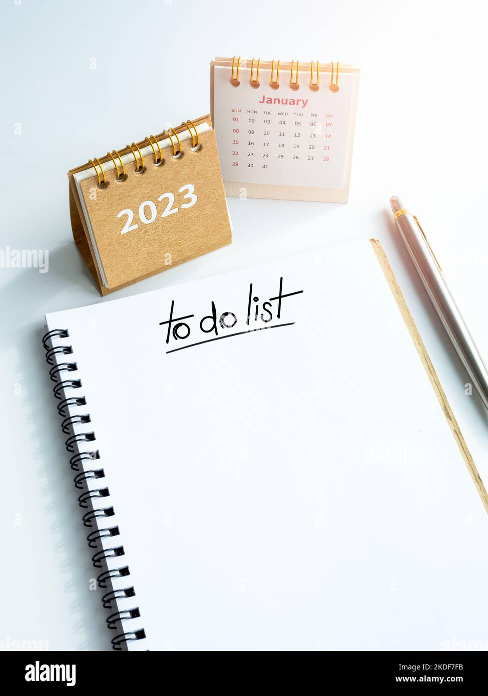 Goals and target concept in new year 2023. To do list, text on white ...