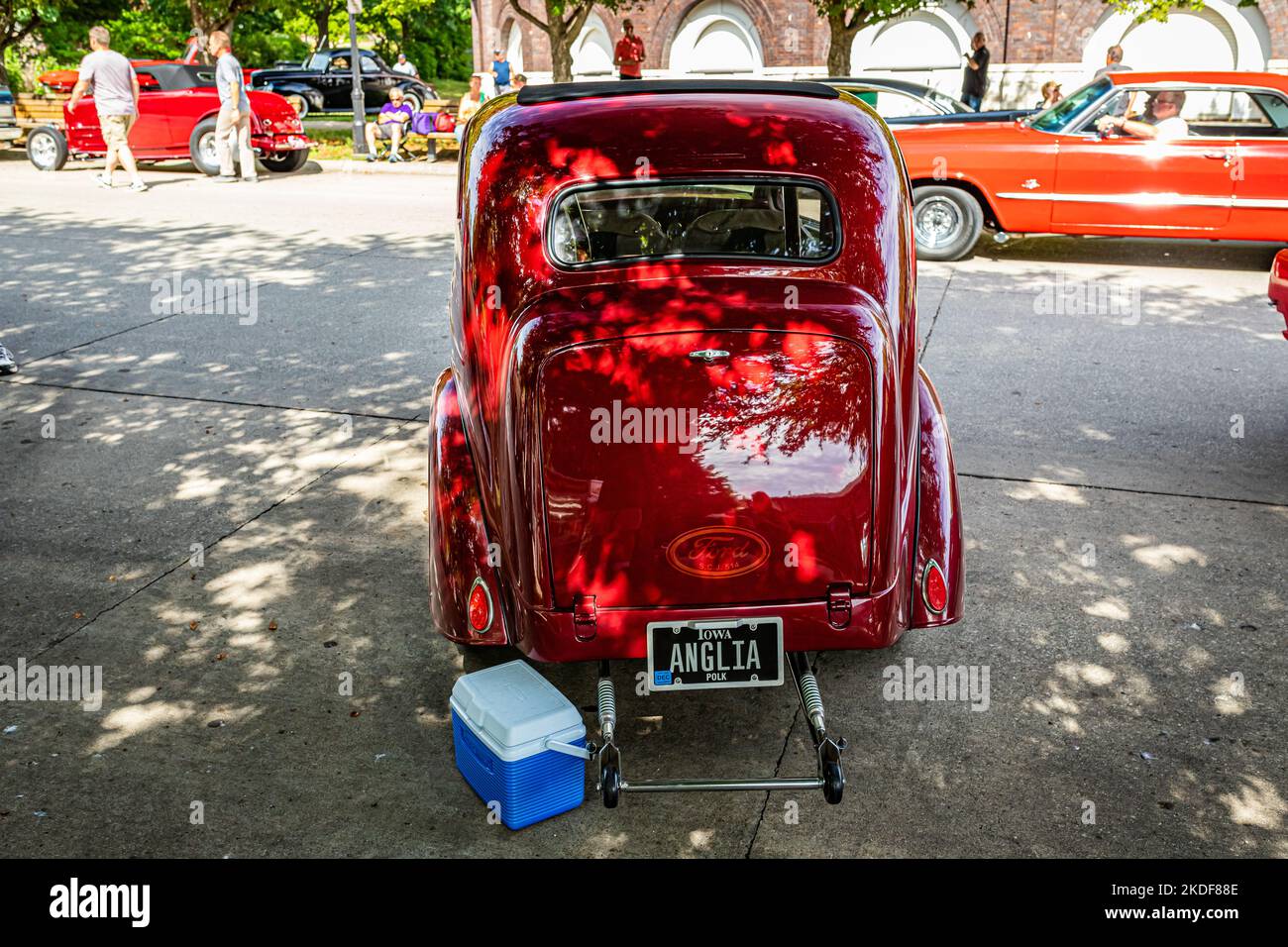 Des Moines, IA - July 01, 2022: High perspective rear view of a 1948 ...