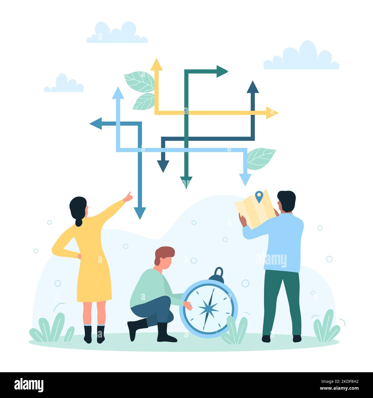 Business decision making process vector illustration. Cartoon tiny ... Business decision making process vector illustration. Cartoon tiny ...