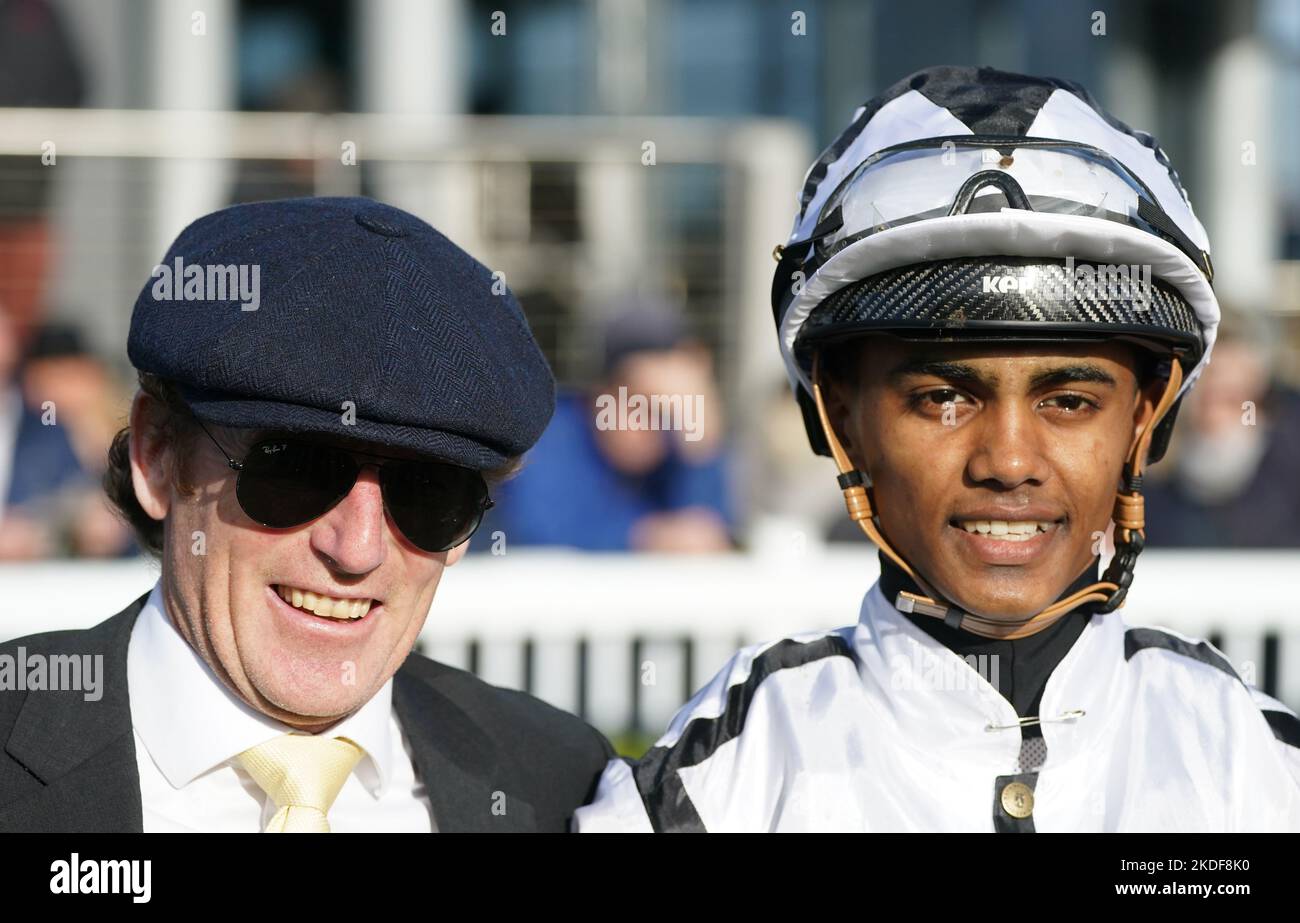 Winning trainer Johnny Murtagh and jockey Yudish Geerdharry after ...