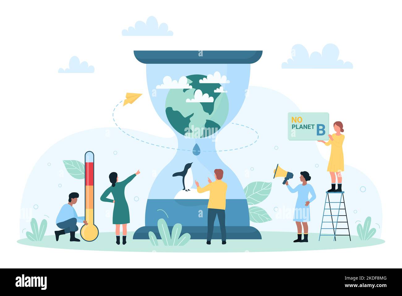 Global climate change on planet Earth vector illustration. Cartoon tiny ...