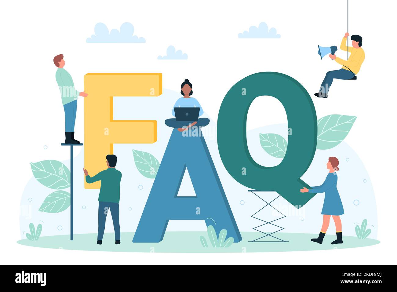 Frequently asked questions vector illustration. Cartoon group of ...