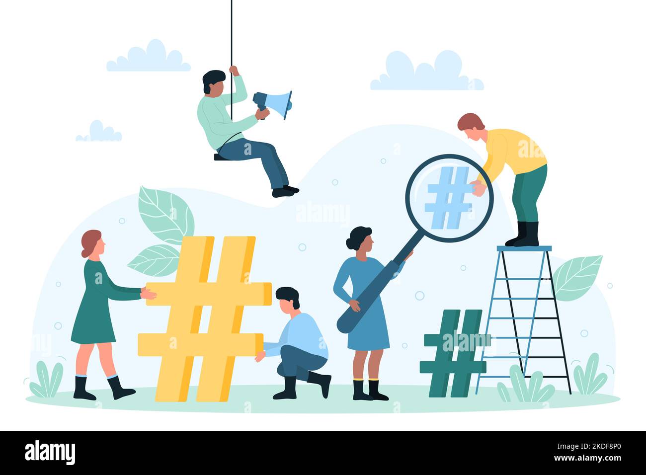 Online trend, social media strategy with popular hashtag vector ...