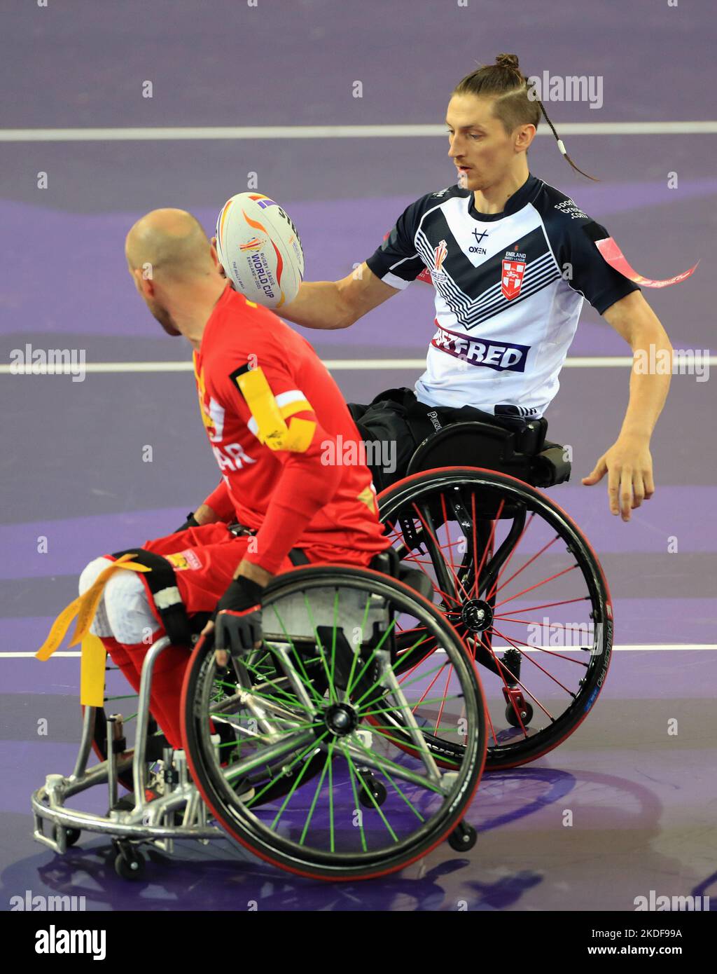 Spain's Yannick Martin (left) and England's Jack Brown in action during ...