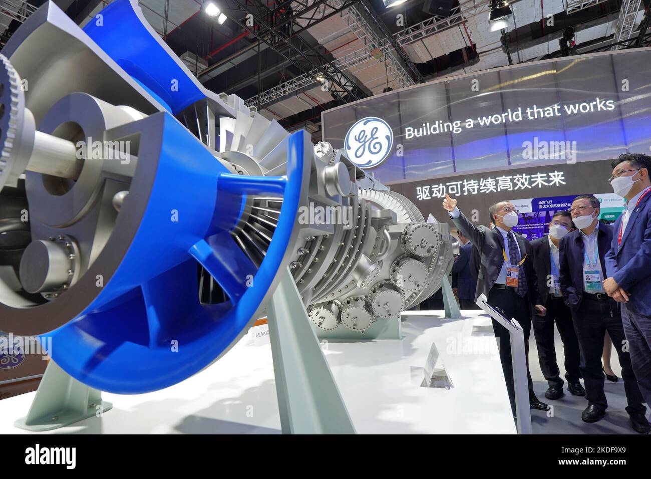 SHANGHAI, CHINA - NOVEMBER 6, 2022 - Visitors learn about a GE 9HA gas ...