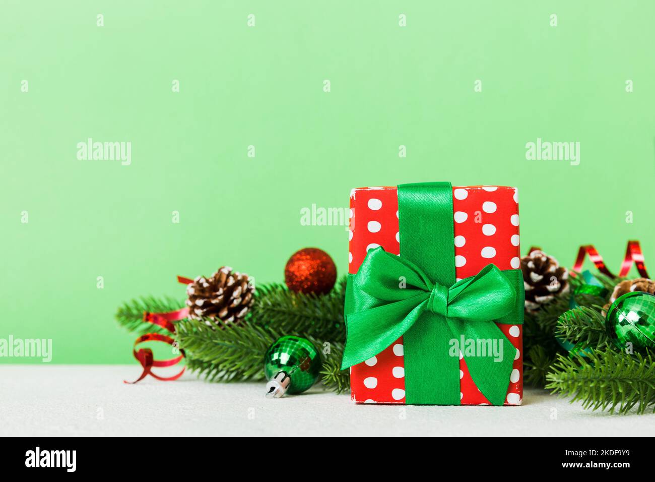 New Year Christmas mood, gift box, branches of a christmas tree, New ...