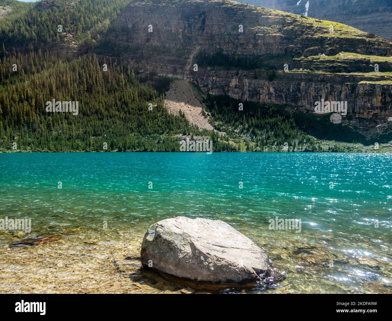 Hiking to Lake Annette in Banff National Park, passing forests and ...