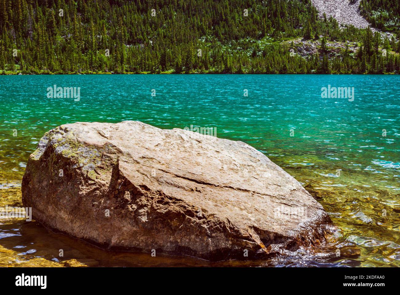Hiking to Lake Annette in Banff National Park, passing forests and ...