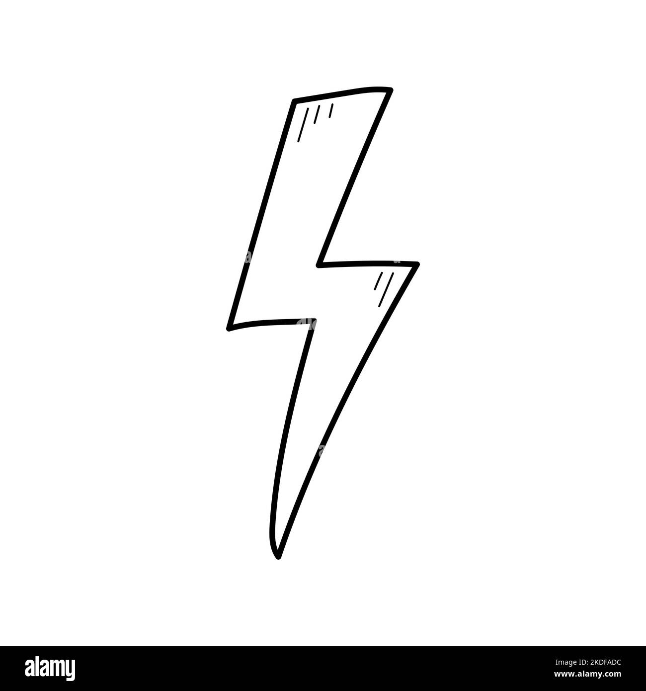 Hand drawn electric lightening element. Comic doodle sketch style ...