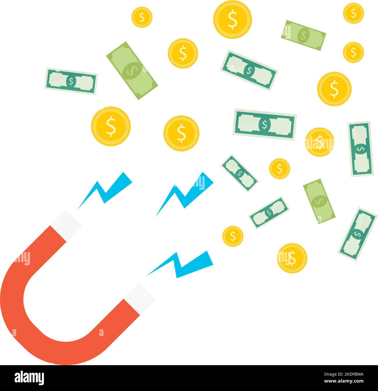 Artraction of cash money and investments. Vector illustration ...