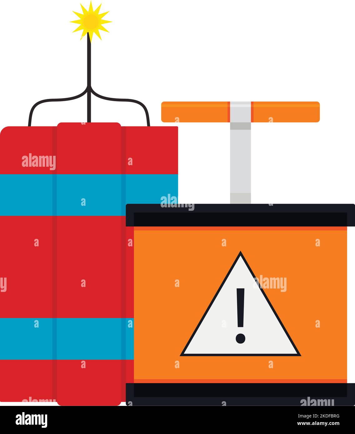 Dynamite bomb and detonator to launch danger weapon to explosion and ...
