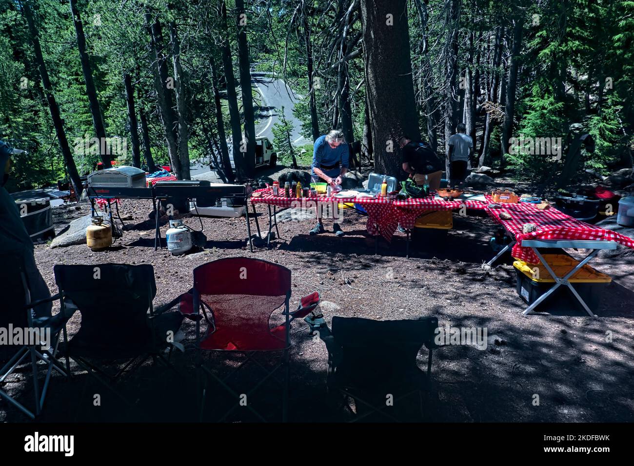 Trail magic waiting for Pacific Crest Trail thru hikers, Ebbets Pass ...