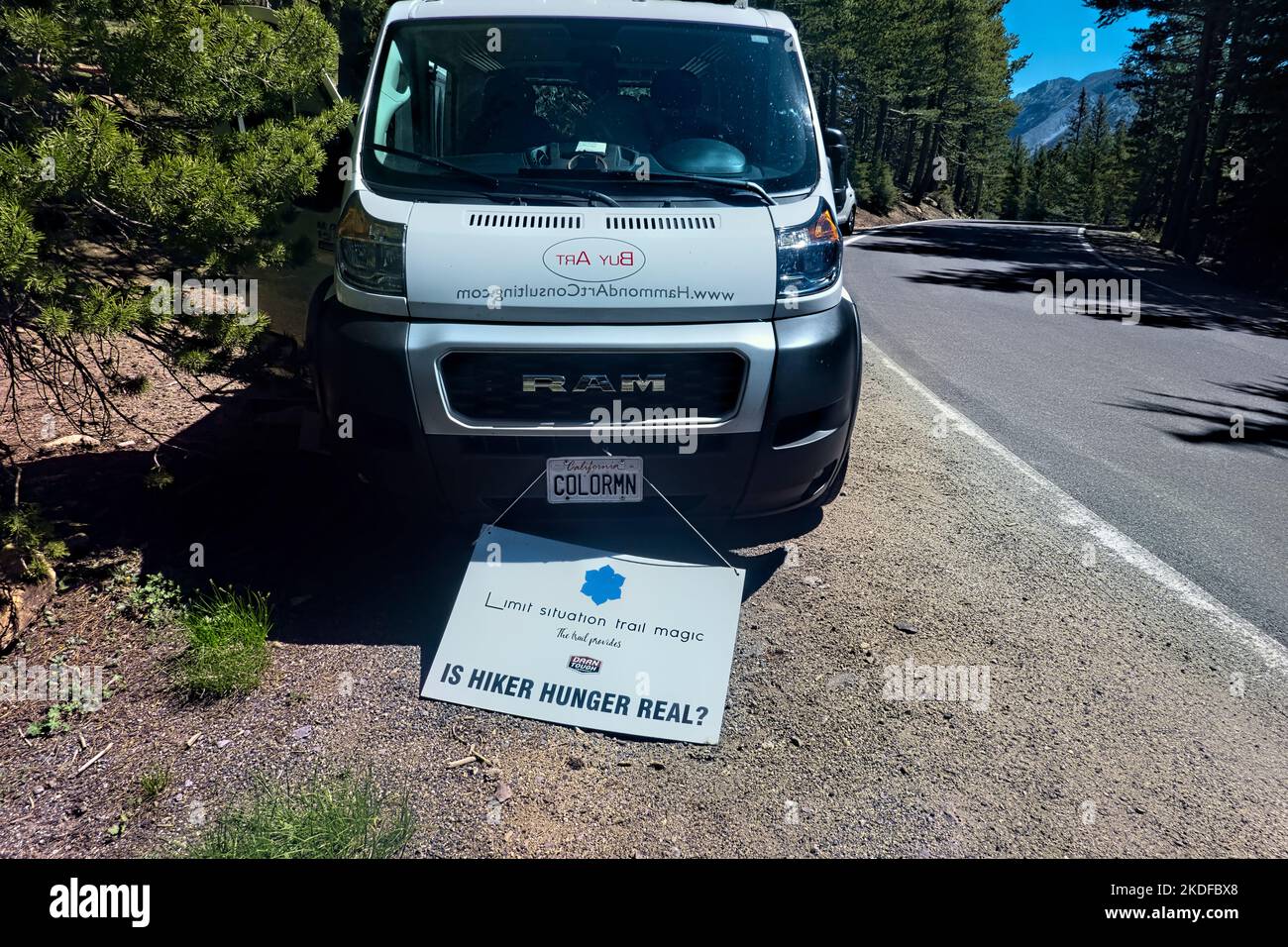 Trail magic waiting for Pacific Crest Trail thru hikers, Ebbets Pass ...