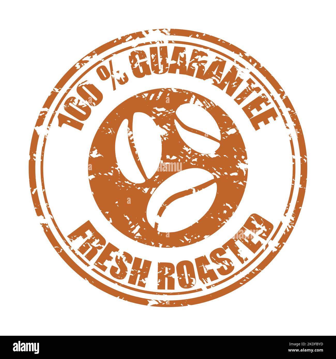Guaranteed fresh roasted coffee bean, rubber stamp for pack mark ...