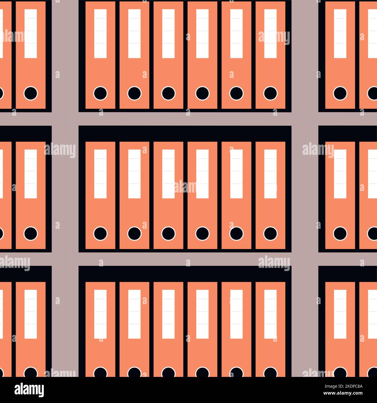 Folders on shelves pattern. Hard covered document folders archive seamless background. Vector ...