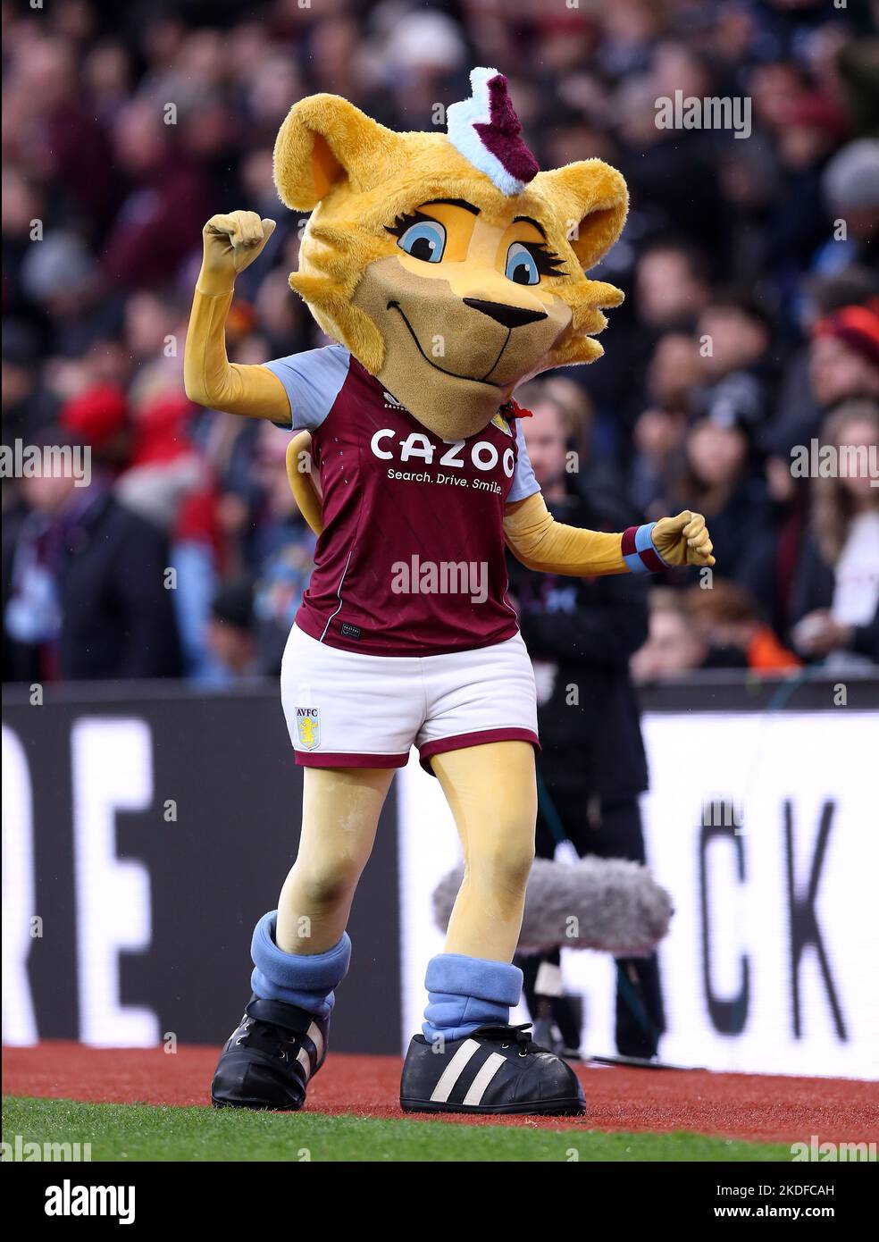 Aston Villa mascot Bella the Lion before the Premier League match at ...