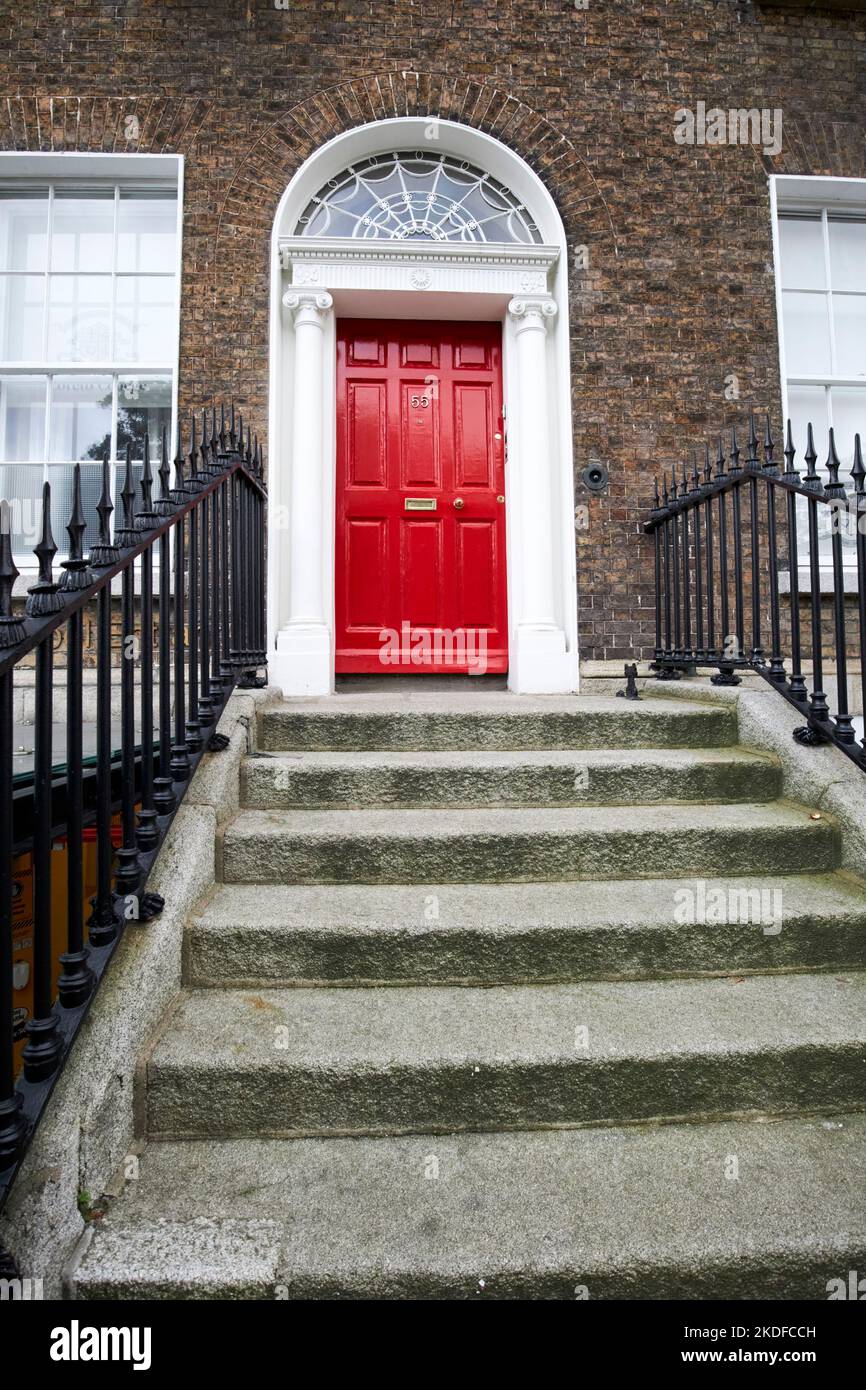 steps and railings up to red painted georgian door 55 st stephens green ...