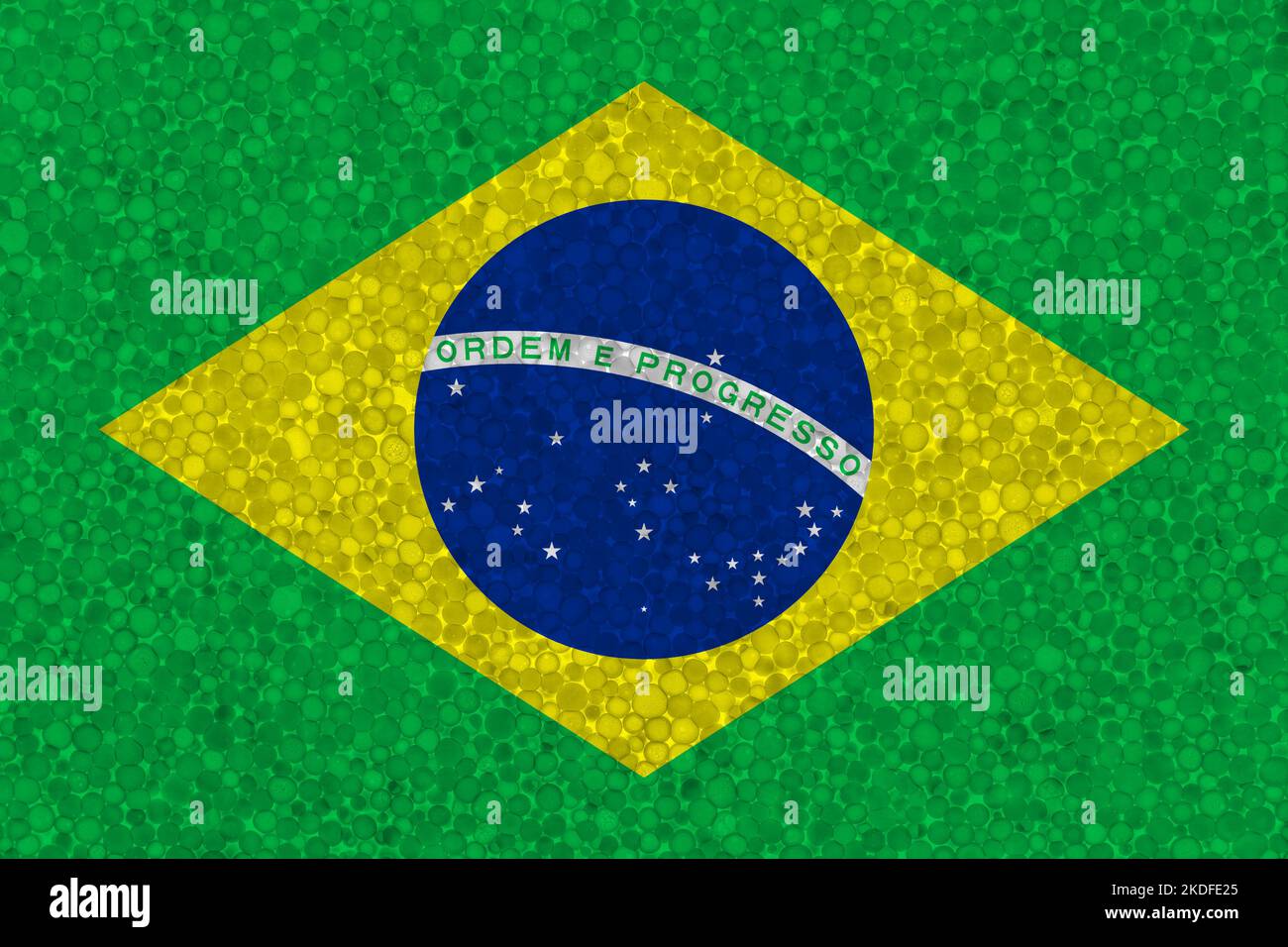 Flag of Brazil on styrofoam texture. national flag painted on the ...