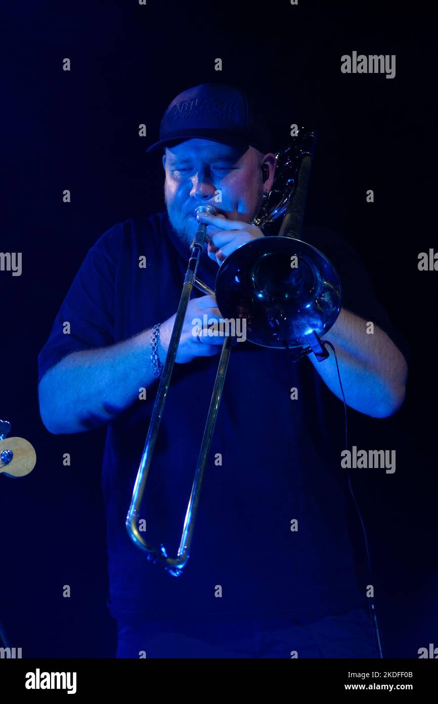 TBILISI, GEORGIA - OCTOBER 23, 2022: A singer sings a song on stage ...