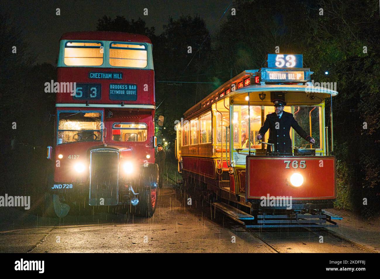Manchester 4127 & Manchester 765 at Heaton Park Tramway Stock Photo - Alamy