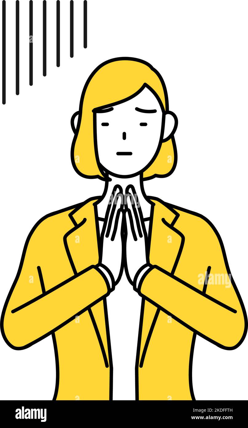 Simple line drawing illustration of a businesswoman in a suit ...