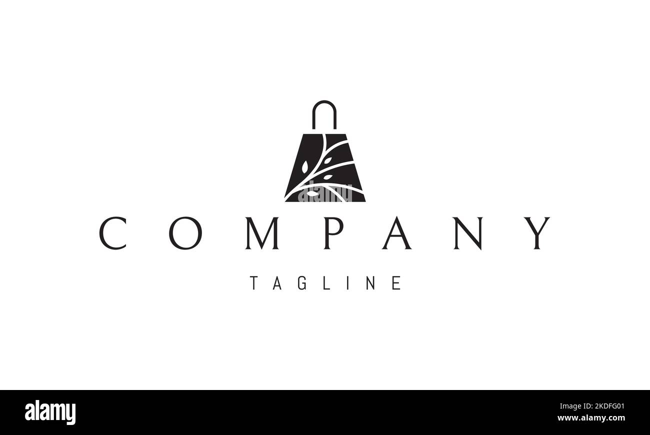 Vector logo on which an abstract image of a package with handles with a ...